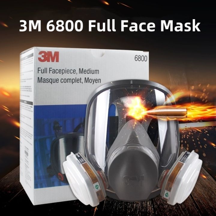 3M หน้ากากกันสารเคมี รุ่น 6800 ขนาดกลาง พร้อมตลับกรอง 6001, ฟิลเตอร์ 5N11, ฝาครอบ 501ของแท้ 100% ...