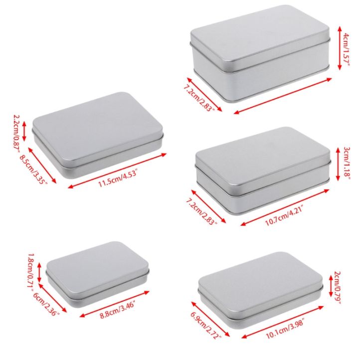 Metal Rectangular Storage Container with Lid, Small Tin es Empty ...
