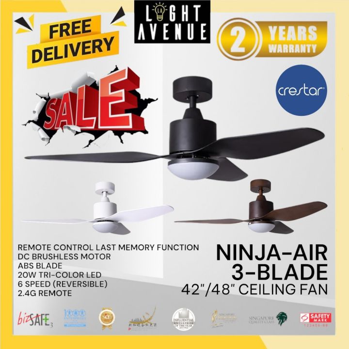 Crestar Ninja AirCeiling Fan with LED Light & Remote Control 3 Blade 42 ...