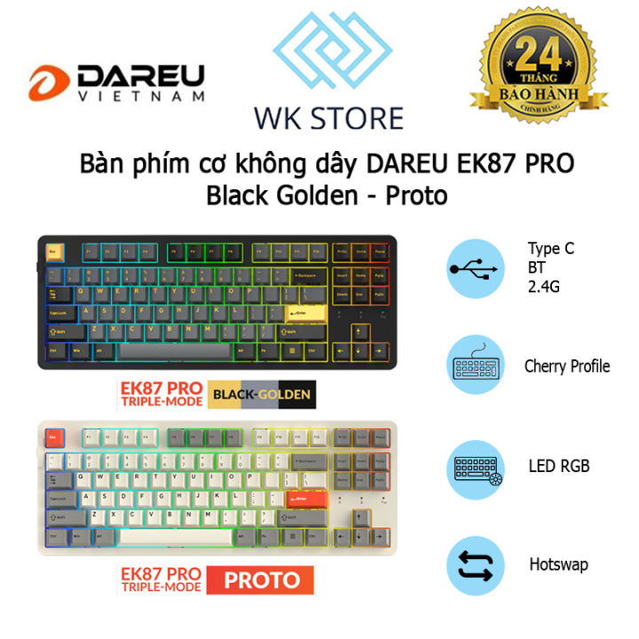 Bàn Phím Cơ Không Dây DAREU EK87 PRO | 3 Mode | Cherry PBT | Led RGB ...