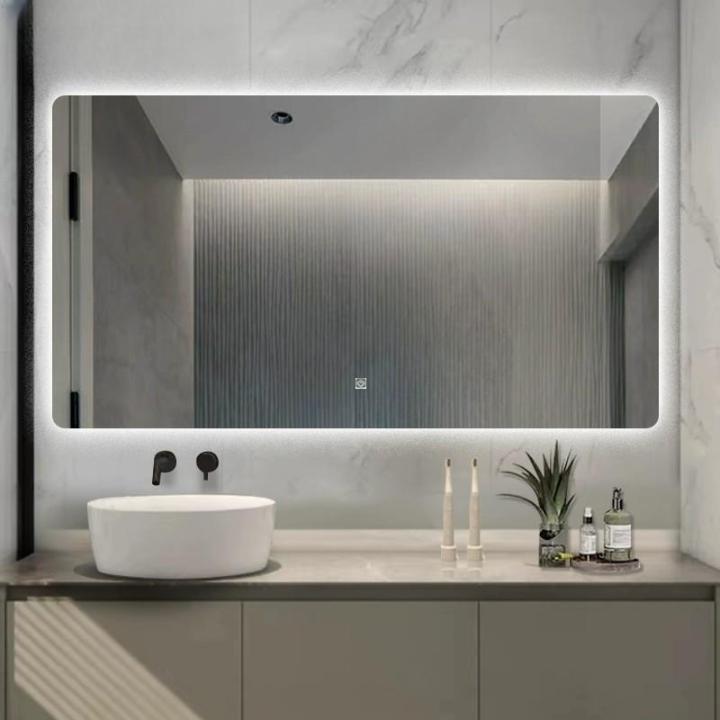 LED bathroom mirror rectangular frameless wall mounted intelligent ...