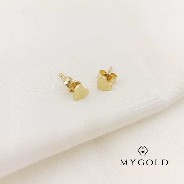 18K Saudi Gold Heart Stud Earrings by MyGold | Lazada PH