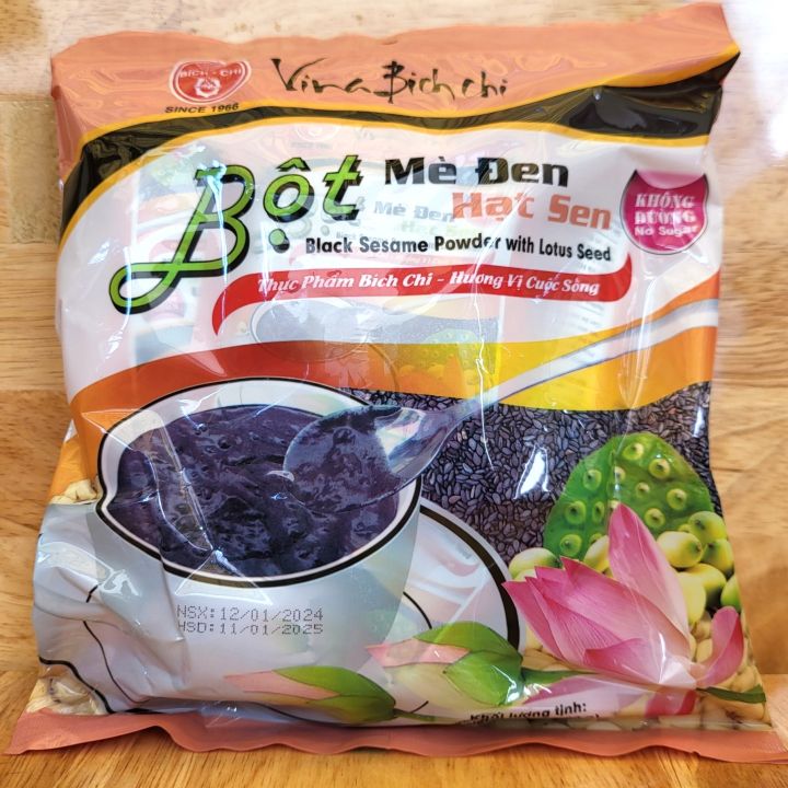 BÍCH CHI [túi 300g / không đường] BỘT MÈ ĐEN HẠT SEN [VN] Black Sesame ...