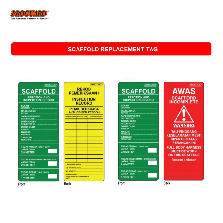 (10 Pcs/ Pack) Safetag "AWAS/WARNING" Green/Yellow or "AWAS/INCOMPLETE ...