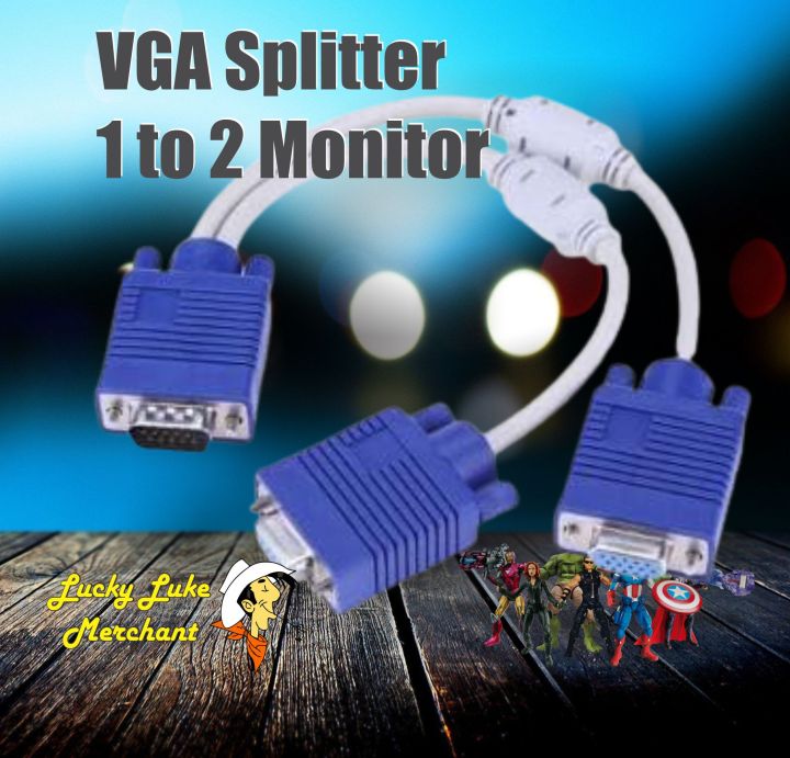 VGA SPLITTER MALE DUAL OUTPUT UNTUK CLONING DISPLAY 2 VGA MONITOR ...
