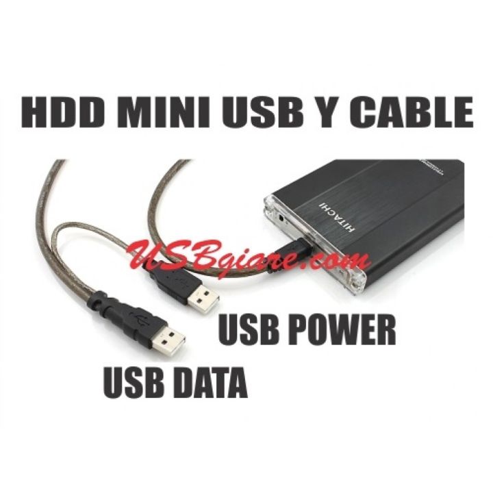 CÁP HDD CHỮ Y CÓ NGUỒN VỚI 1 ĐẦU MINI USB RA 2 ĐẦU USB (DỮ LIỆU + NGUỒN ...