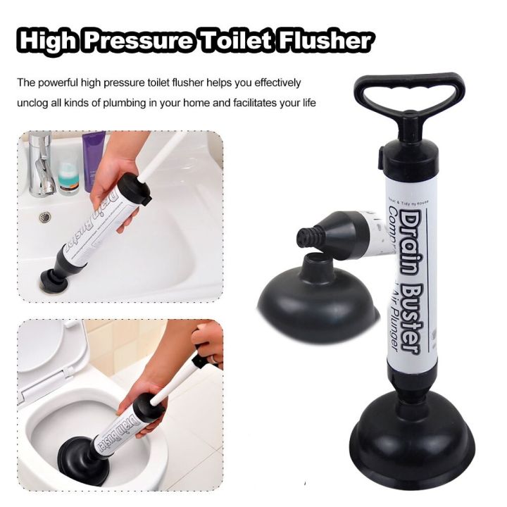 High Pressure Drain Buster Hand Power Clogged Removal Pump Tool Toilet ...
