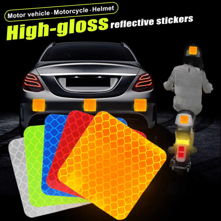 10Pcs Square Reflective Sticker Car Bumper Electric Vehicle Motorcycle ...