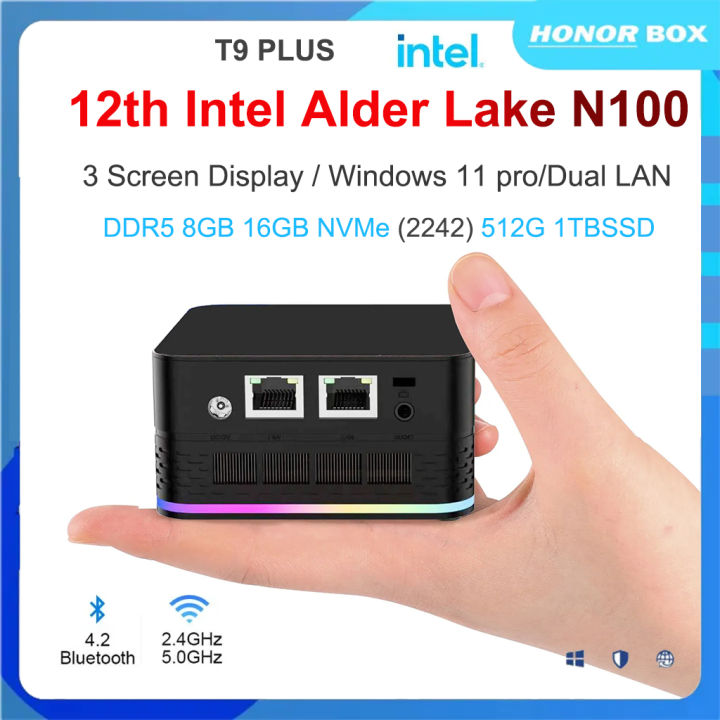 T9 Plus Mini PC Intel Alder Lake N100 8GB/16GB DDR5 256/512GB/1TB Windows 11 Pro Pocket Computer ...