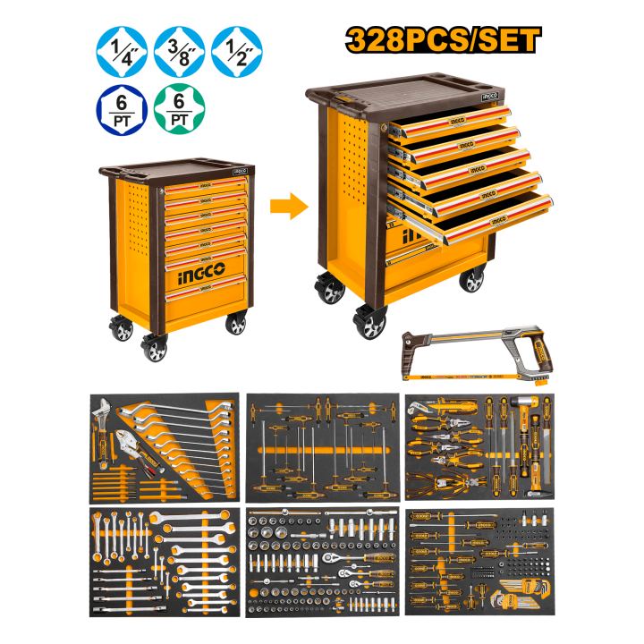INGCO 162pcs | 328pcs Tool Chest Set for Automotive and DIY Repairs ...