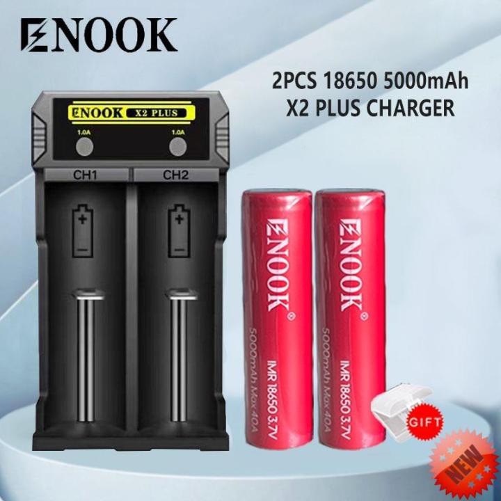 Enook Red 18650 5000mAh 40A Rechargeable battery 3.7v lithium ion ...