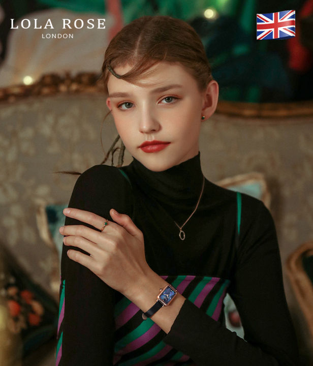 Đồng hồ nữ đẹp sang trọng Lolarose thiết kế mặt vuông 20x27mm với những mảnh sò hình thoi màu ...