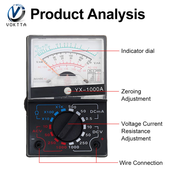 VOKTTA Analog Multimeter YX-1000A AC/DC Analog Multimeter High Accuracy ...