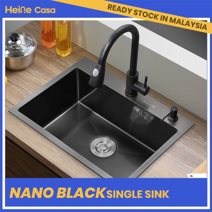 Nano Black Stainless Steel Kitchen Single Sink Sinki Dapur | Lazada