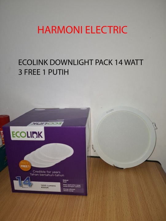Lampu Ecolink Downlight EDL190 3 Free 1 MULTIPACK 14 Watt Putih Bulat ...