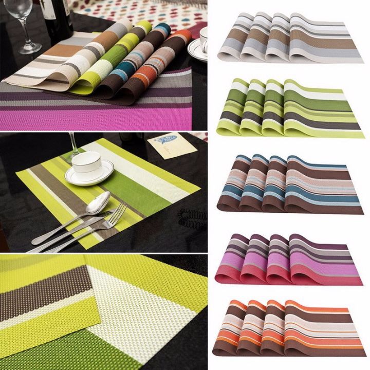 Kitchen Table mat PVC Placemat Color Stripes Bar Plate mat | Lazada PH