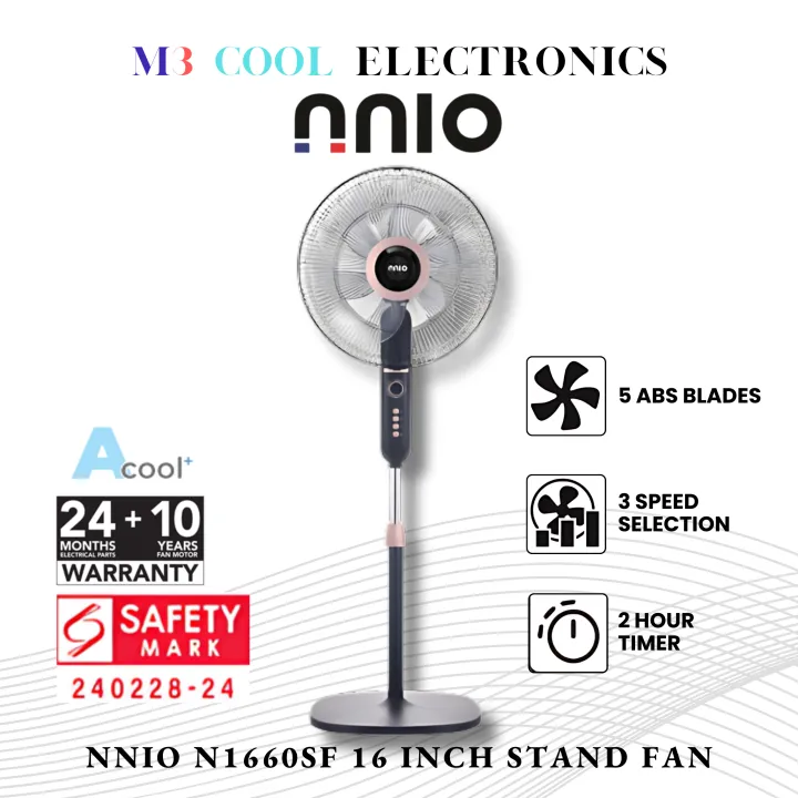 NNIO N1660SF 16 INCH STAND FAN + 2 YEARS WARRANTY | Lazada Singapore