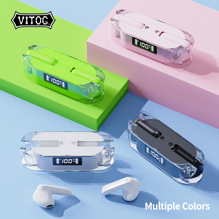 หูฟังเอียบัดไร้สาย VITOG TWS หูฟังสเตอริโอบลูทูธ5.3กันน้ำหูฟังลดเสียงรบ ...