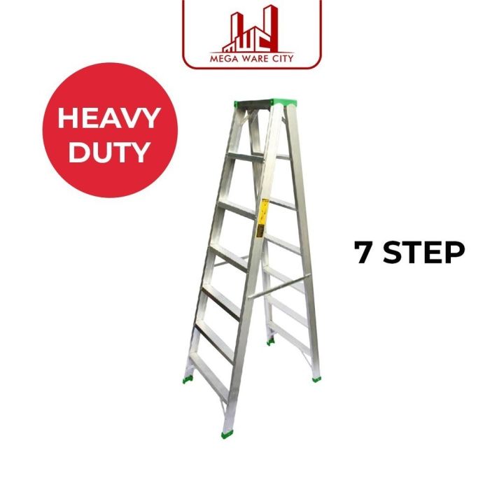 MWC 7 Step Double Sided Ladder Heavy Duty Aluminum Double Side Tangga ...