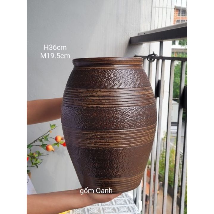 Bình chum to miệng rộng cắm hoa chuối, sen, đào mận...gốm Bát Tràng cao ...