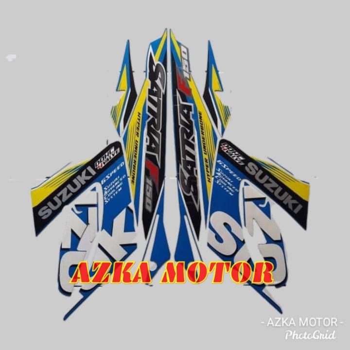 Sticker Striping suzuki Satria F 150 2015 biru kuning / striping full ...