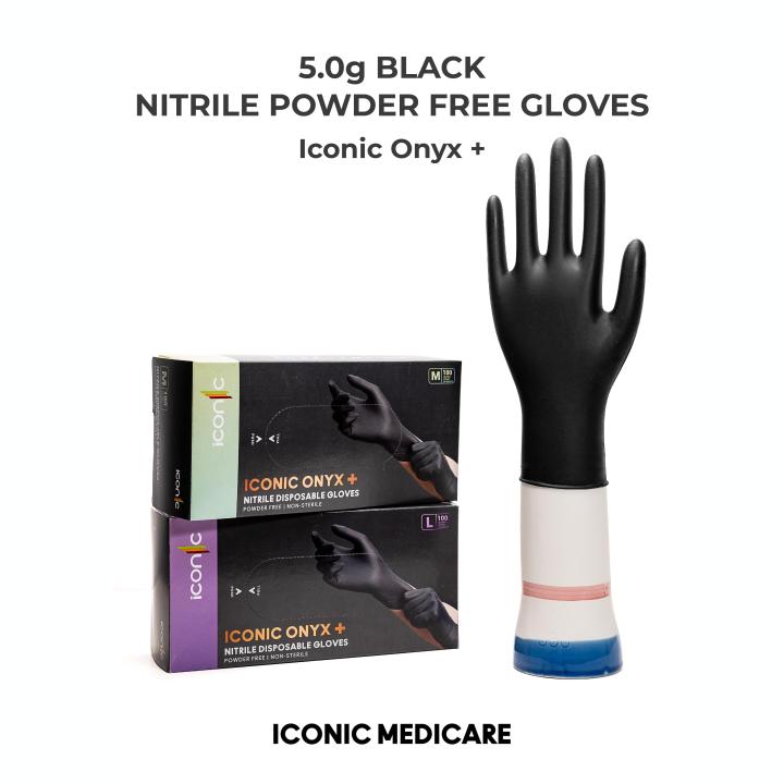 Iconic Medicare 5.0g Black Nitrile Powder Free Examination Glove Medical Grade - Iconic Onyx ...