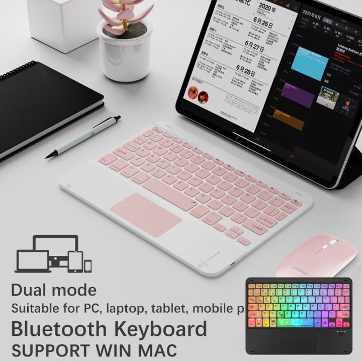 Goojodoq Wireless Bluetooth Keyboard With Touchpad And Mouse For Pad Laptop Android Phone Tablet