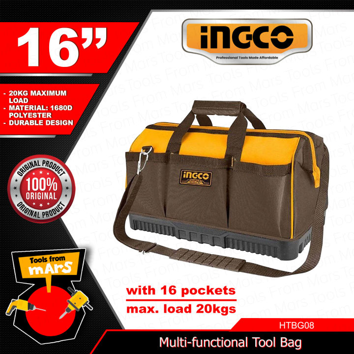 Ingco Tool Bag 16" / 24" Inch Multi-Functional Tools Organizer Storage ...