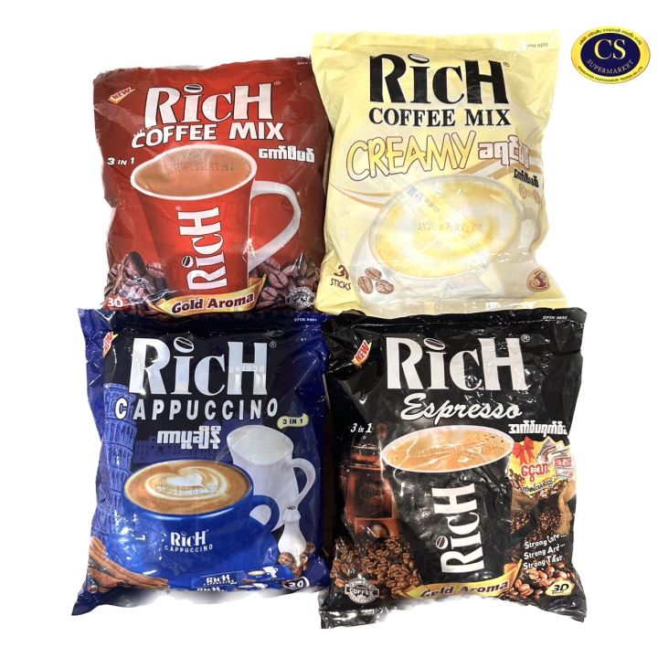 กาแฟพม่า Rich Coffee Mix 3 in 1 แพ็ค 30 ซอง/20 ซอง | Lazada.co.th