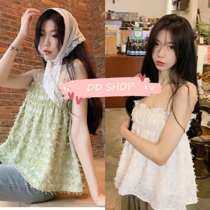 DD SHOP'พร้อมส่ง' 11547 เสื้อสายเดี่ยวไหมพรม อกยืดสม๊อคหลัง 2สีพาสเทล -C | Lazada.co.th