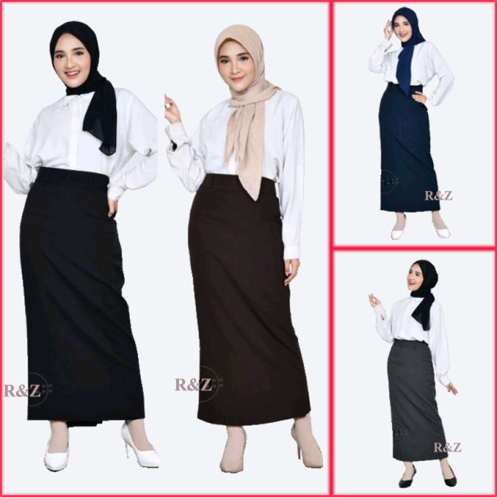 rok hitam kerja kantor wanita panjang polos jumbo dewasa formal model ...