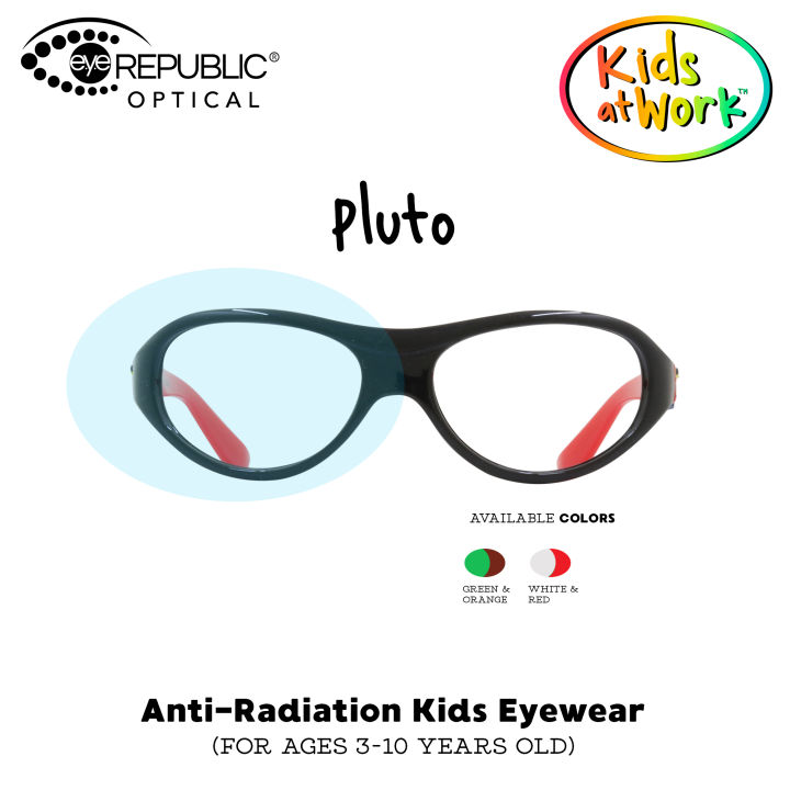 Pluto Kids At Work (8003) Anti-Radiation/Gadget Safe Eyeglasses for Kids/Boys/Girls (2-9 y/o ...