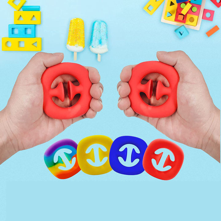 【cw】Pop Stress Relief Fidget Snap Toys Hand Grip Squeeze Grab Sensory ...