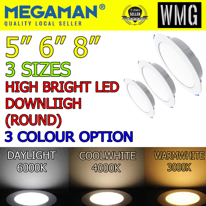 (SIRIM) Megaman Round LED Downlight Recess 3 size 3 colour High ...
