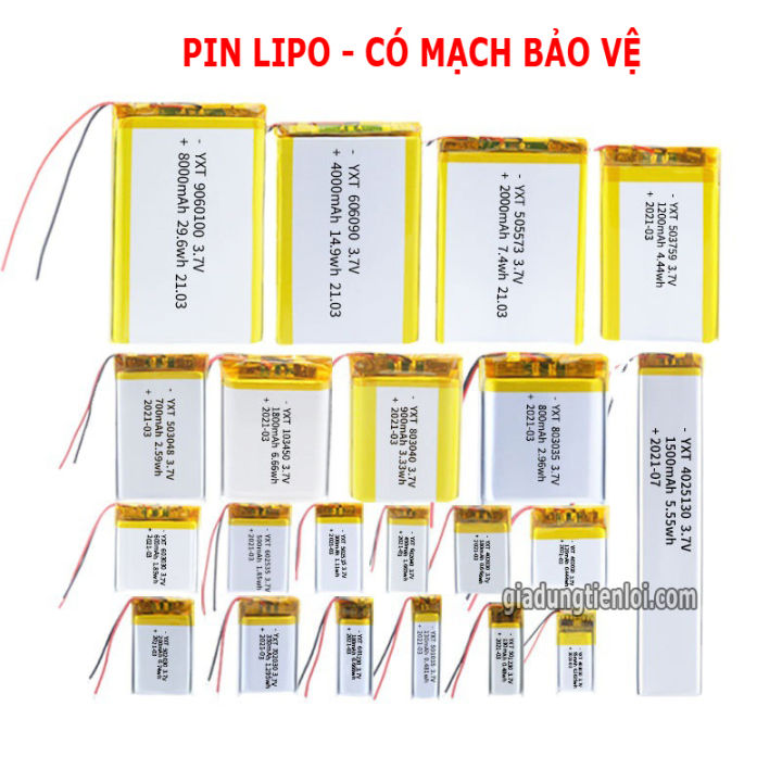 Pin sạc Lipo Polymer - Pin Lithium 3.7V (có mạch bảo vệ sạc) | Lazada.vn