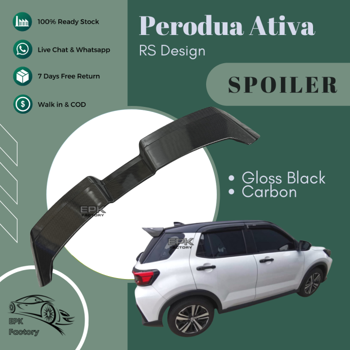 Perodua Ativa RS Spoiler Rear Spoiler Gloss Black Carbon | Lazada
