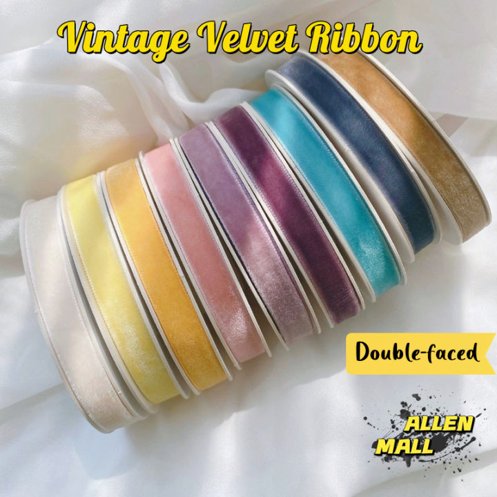 10mm/25mm*5Yards Double-Faced Vintage Velvet Ribbon for Bridal Bouquets ...