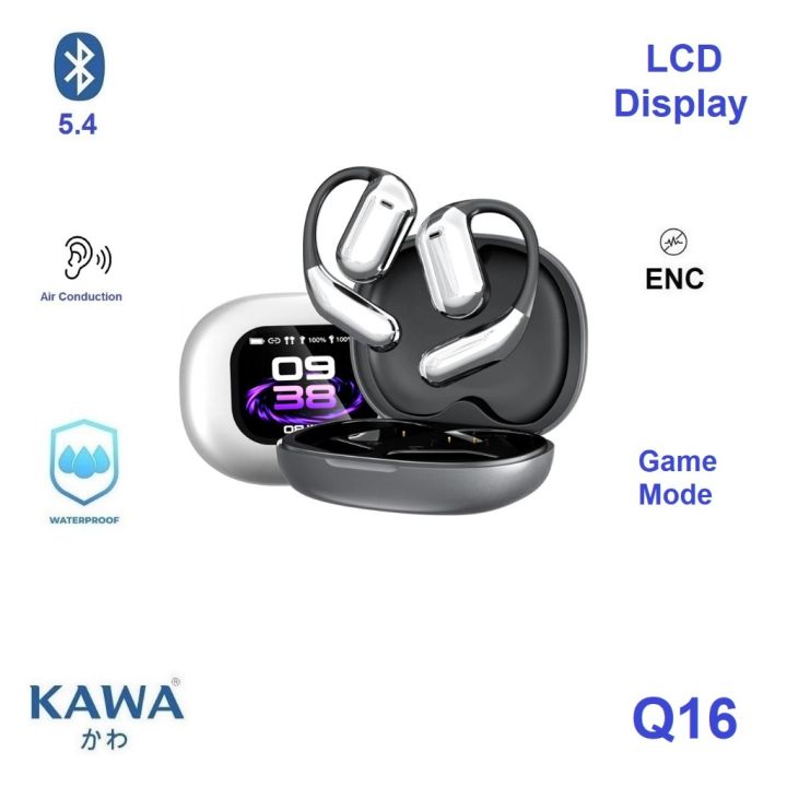 หูฟัง Ear-Clip Kawa Q16 Pro Game Mode LCD Display บลูทูธ 5.4 มาพร้อม ...