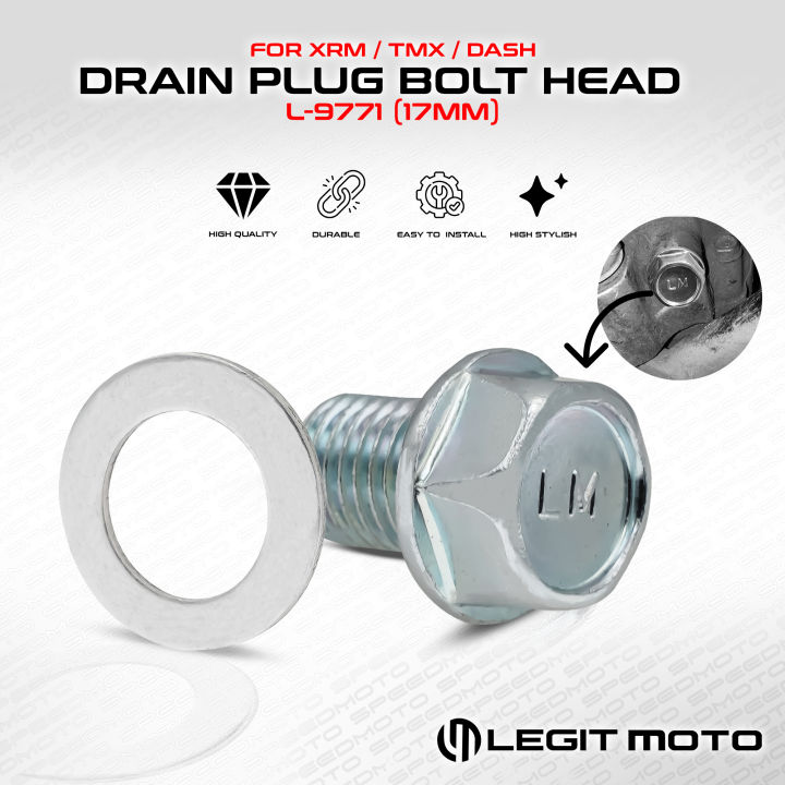 LEGITMOTO GENUINE ENGINE PAN OIL DRAIN PLUG BOLT 17MM 1PIECE FOR XRM ...