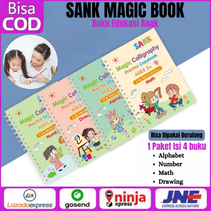 Buku Mewarnai Sank Magic Book 1 Set isi 4 Buku Buku Edukasi Anak 3D ...