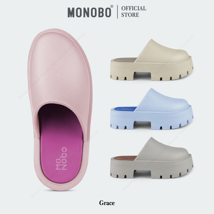 Monobo รุ่น Grace รองเท้าแตะแบบสวมแฟชั่นเสริมส้น ของแท้100% | Lazada.co.th