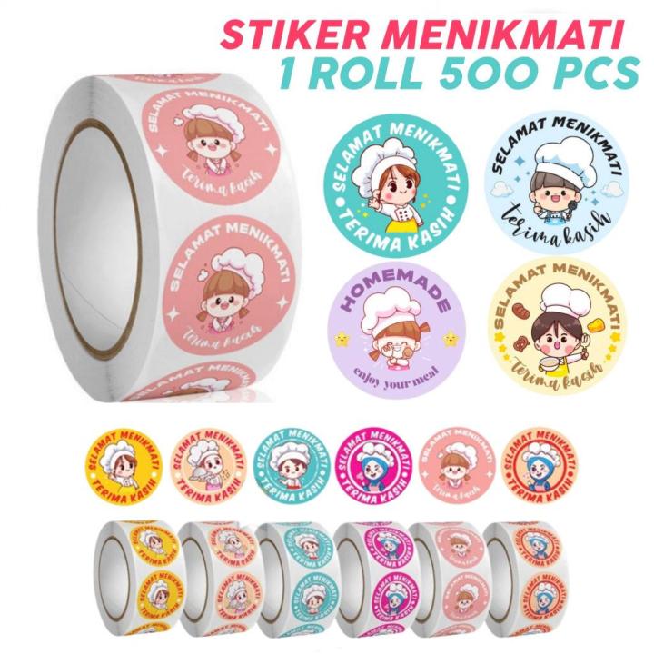 Stiker Selamat Menikmati isi 500pcs Stiker Makanan Kue / Stiker Thank ...