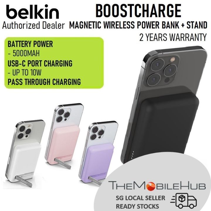 Belkin BoostCharge 5000mAh Magnetic Wireless Power Bank Charger + Stand BPD004 | Lazada Singapore