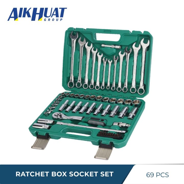 69 Pcs Ratchet Box Socket Bit Set Combination Spanner Tool Set Repair ...