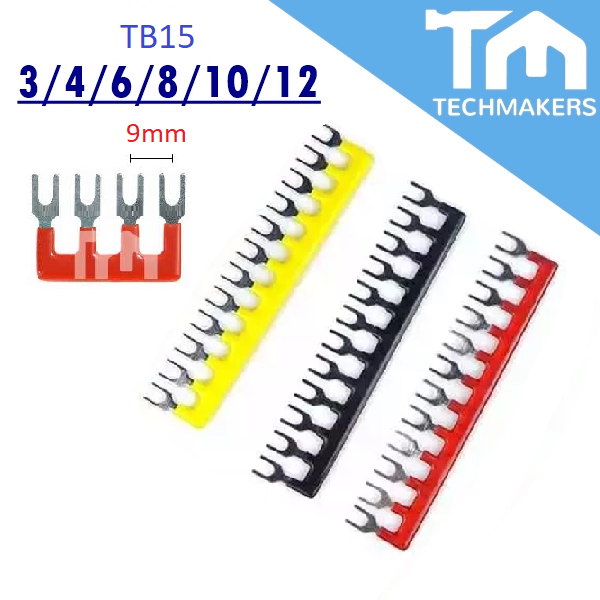 TB15 3/4/6/8/10/12 Red/Black 600V 25A (Pitch 9mm) Position Fork Type ...