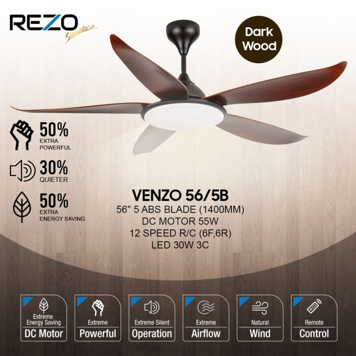 [REZO Official] Rezo Venzo 56/5B LED Ceiling Fan with Remote Control ...