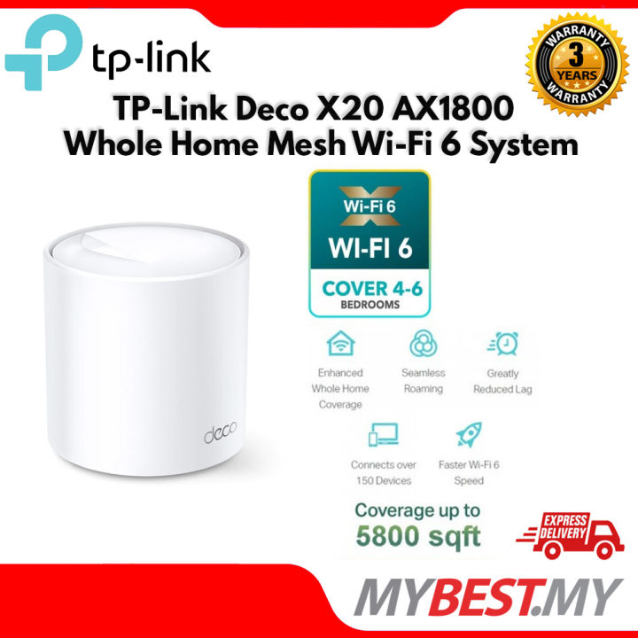 TP-Link Deco X20 AX1800 WiFi 6 Mesh Router Whole Home Mesh System Deco ...