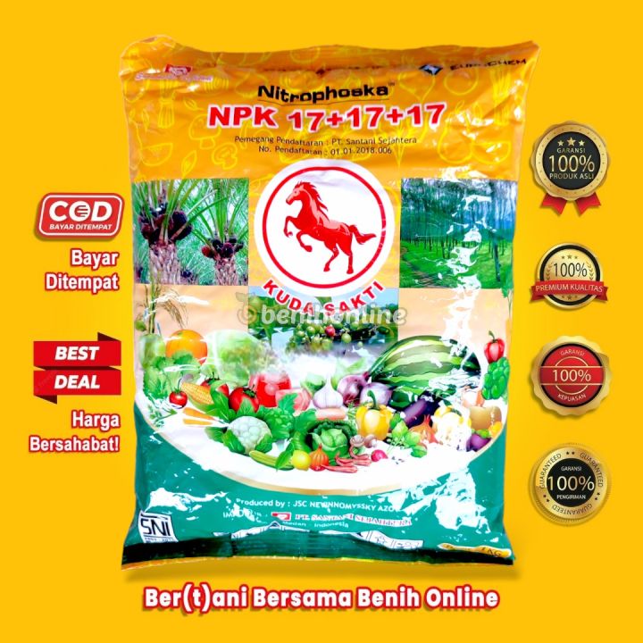 PUPUK NPK NITROPHOSKA 1 KG CAP KUDA SAKTI NPK 17+17+17 Pupuk majemuk lengkap | Lazada Indonesia