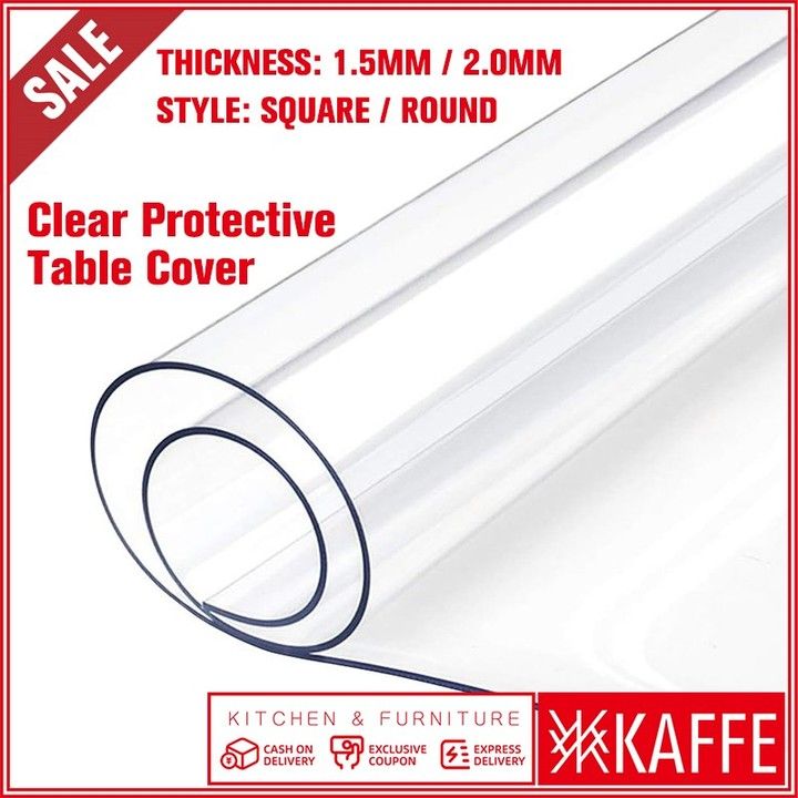 PVC 2.0mm Thick Waterproof Transparent Tablecloth Mat Clear Wipeable ... PVC 2.0mm Thick Waterproof Transparent Tablecloth Mat Clear Wipeable ...