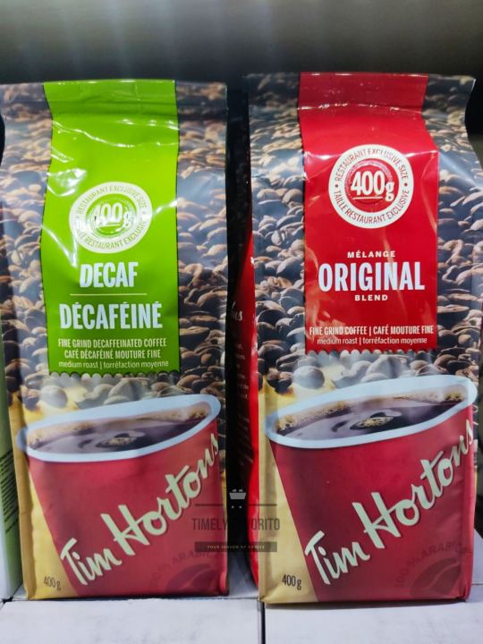 Tim Hortons Decaf Decafeine Coffee/Original Blend, Fine Grind Bag 400g ...